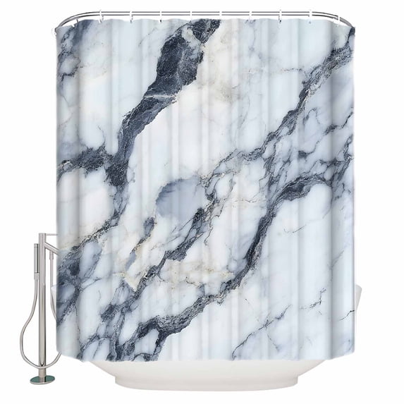 Abstract Marble Bathroom Shower Curtains with 12 Hooks Polyester ...