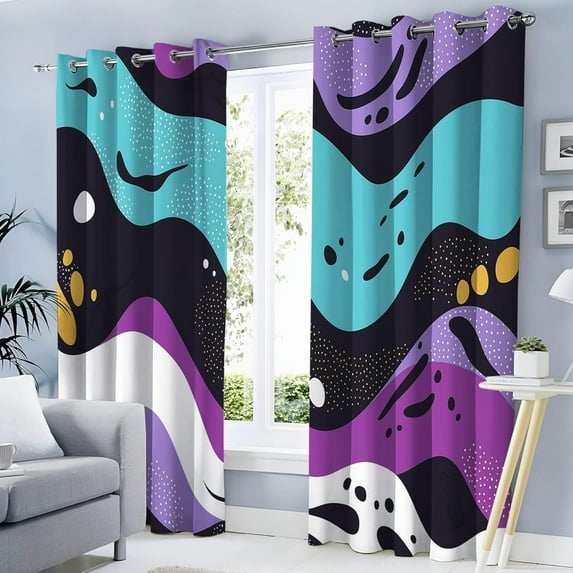 Abstract Marble Blackout Curtains For Bedroom Living Room Deep Purple ...