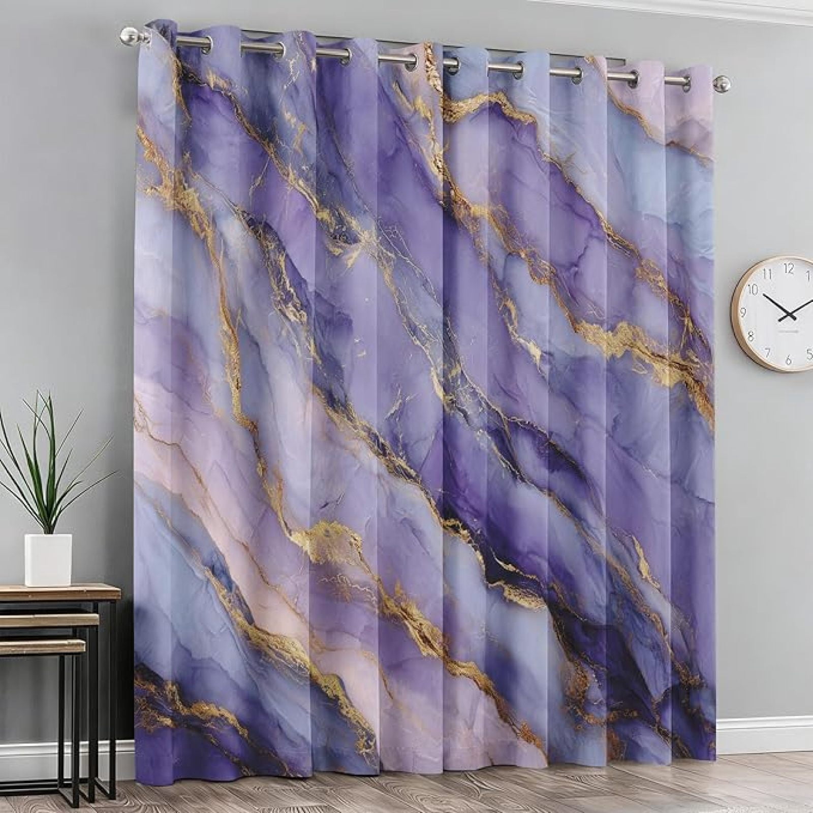 Abstract Marble Blackout Curtains For Living Room Bedroom, Purple Gold ...