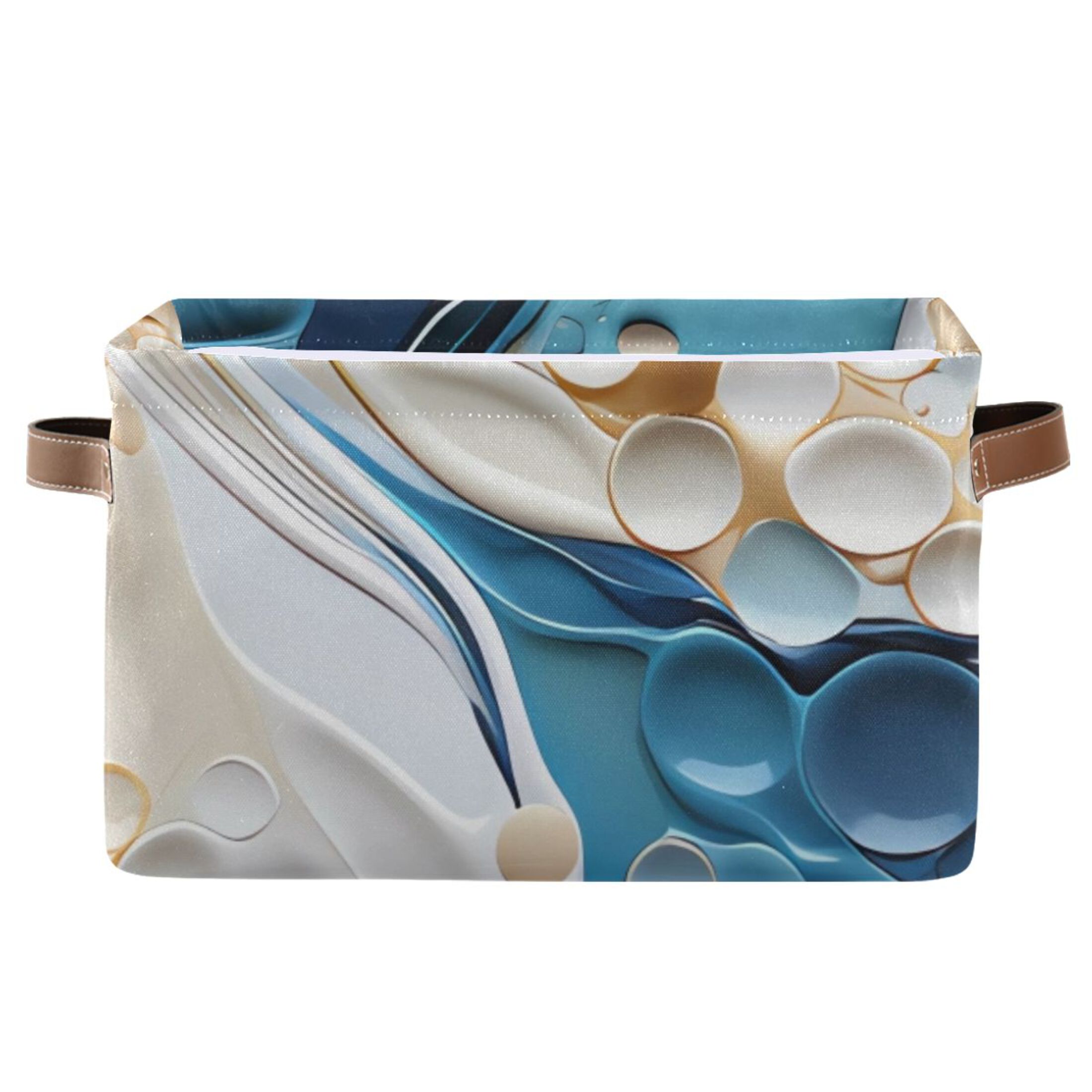 Abstract Marble Blue Storage Basket Large Foldable Storage Bin Laundry ...
