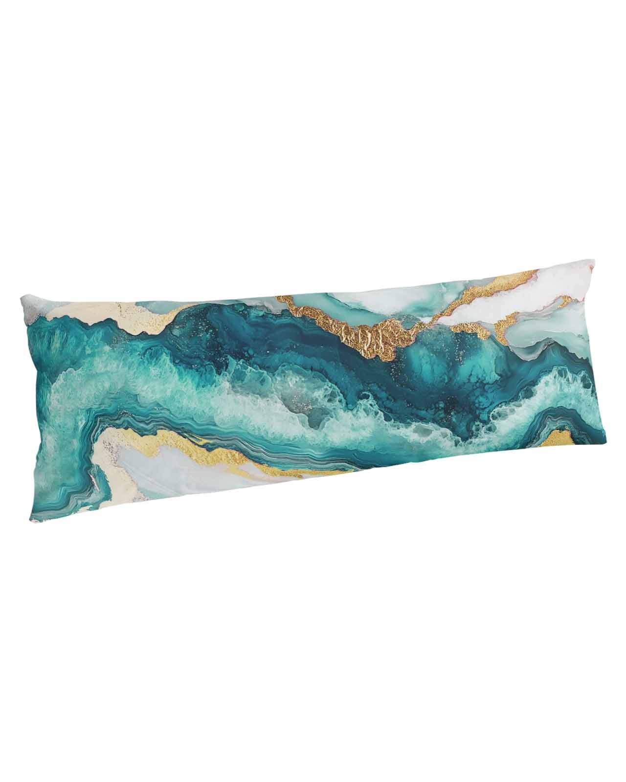 Abstract Marble Body Pillow Covers, Turquoise Abstract Golden Foil ...