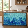Abstract Marble Cabinet Curtains for Kitchen 32"W x 55"L, Turquoise ...