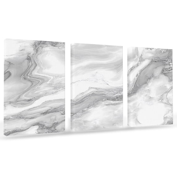 Abstract Marble Canvas Wall Art 3 Panels, Minimalist Art Back Texture ...