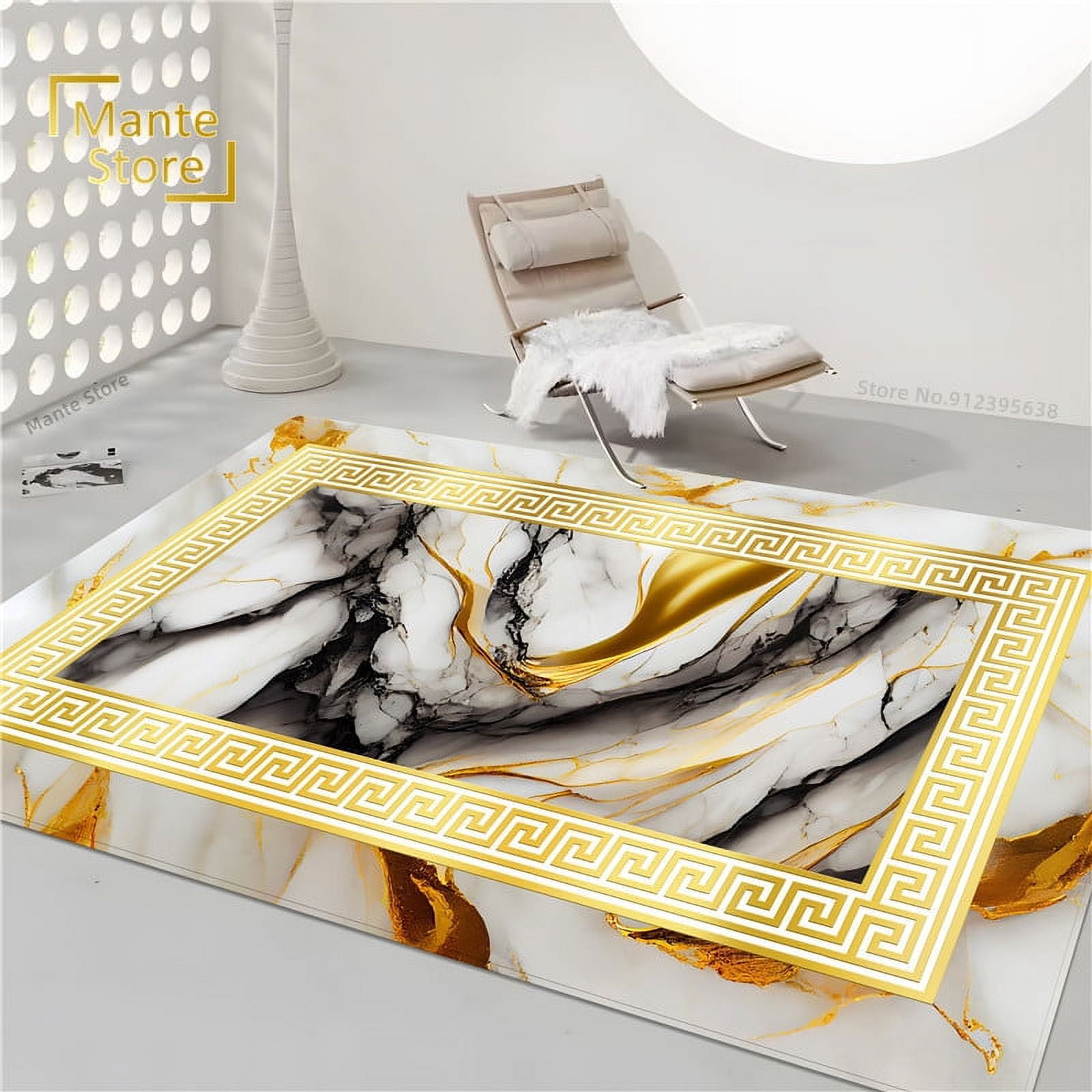 Abstract Marble Carpet With Geometric Border Rug Middle Coffee Table ...