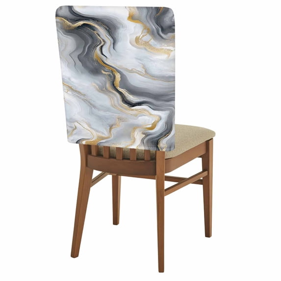 Abstract Marble Chair Back Covers Set of 4, Gradient Black White Gold ...