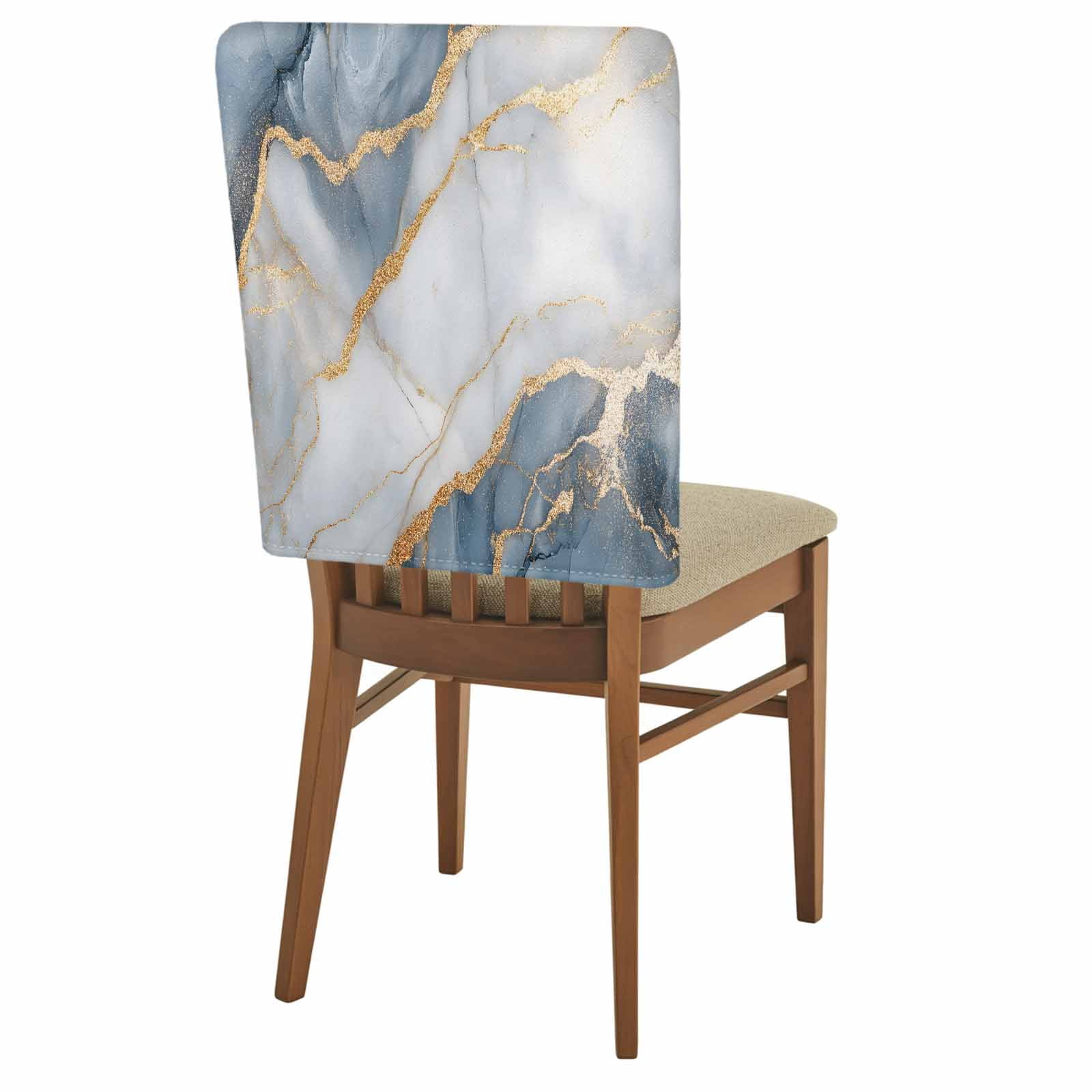 Abstract Marble Chair Back Covers Set of 8, Navy Blue Gold Gradient ...