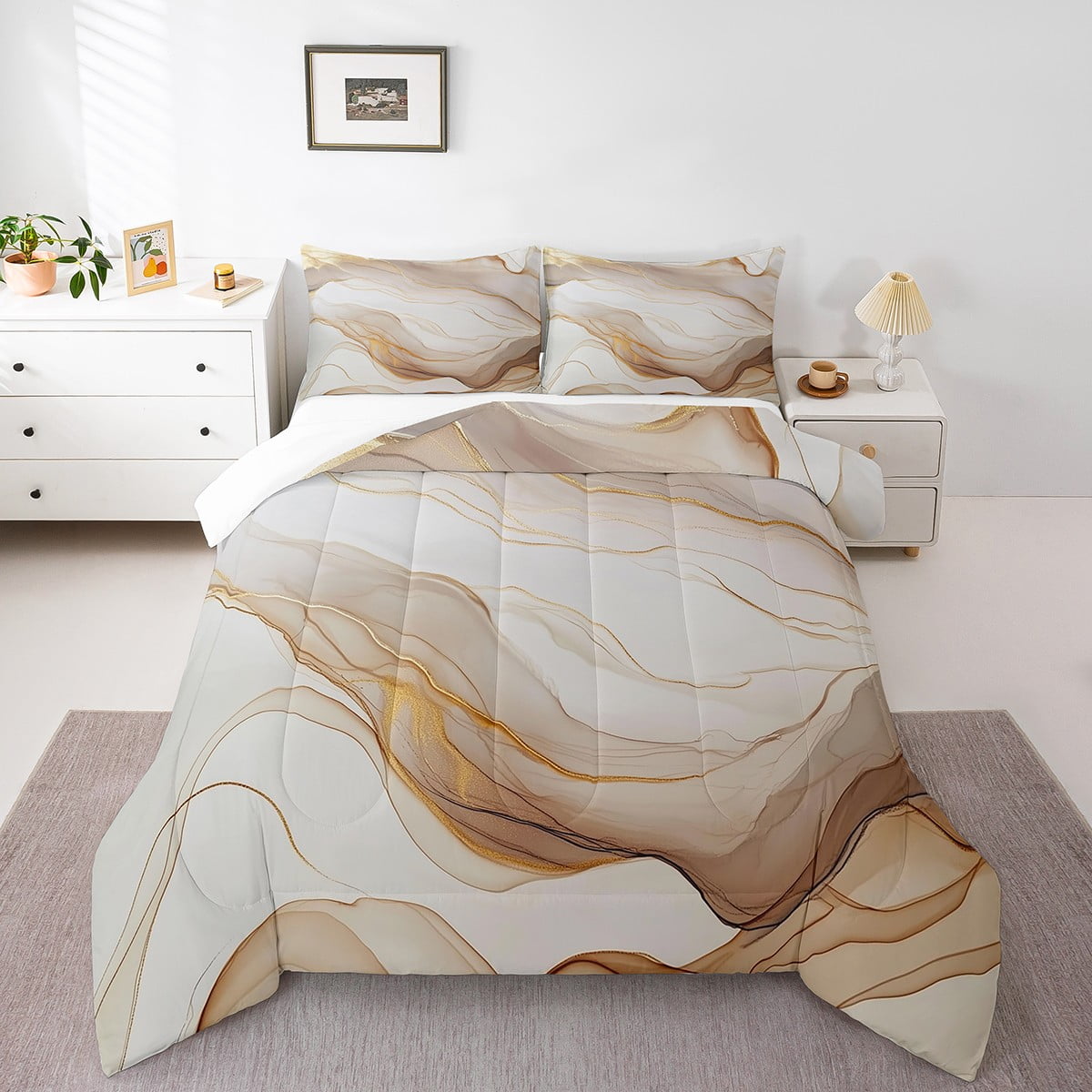 Abstract Marble Down Comforter Brown Marble Grain Comforter Sets For ...