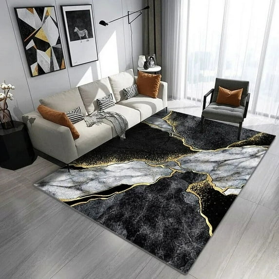 Abstract Marble Design Carpet for Living Room rations Sofa Table Large ...