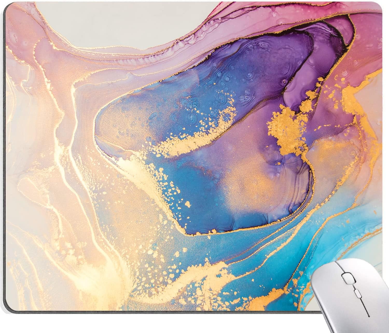 Abstract Marble Design Mouse Pad Square Washable Cloth Mousepad NonSlip ...