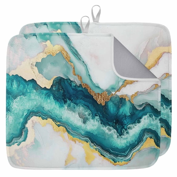 Abstract Marble Dish Drying Mat for Kitchen Counter,Turquoise Abstract ...