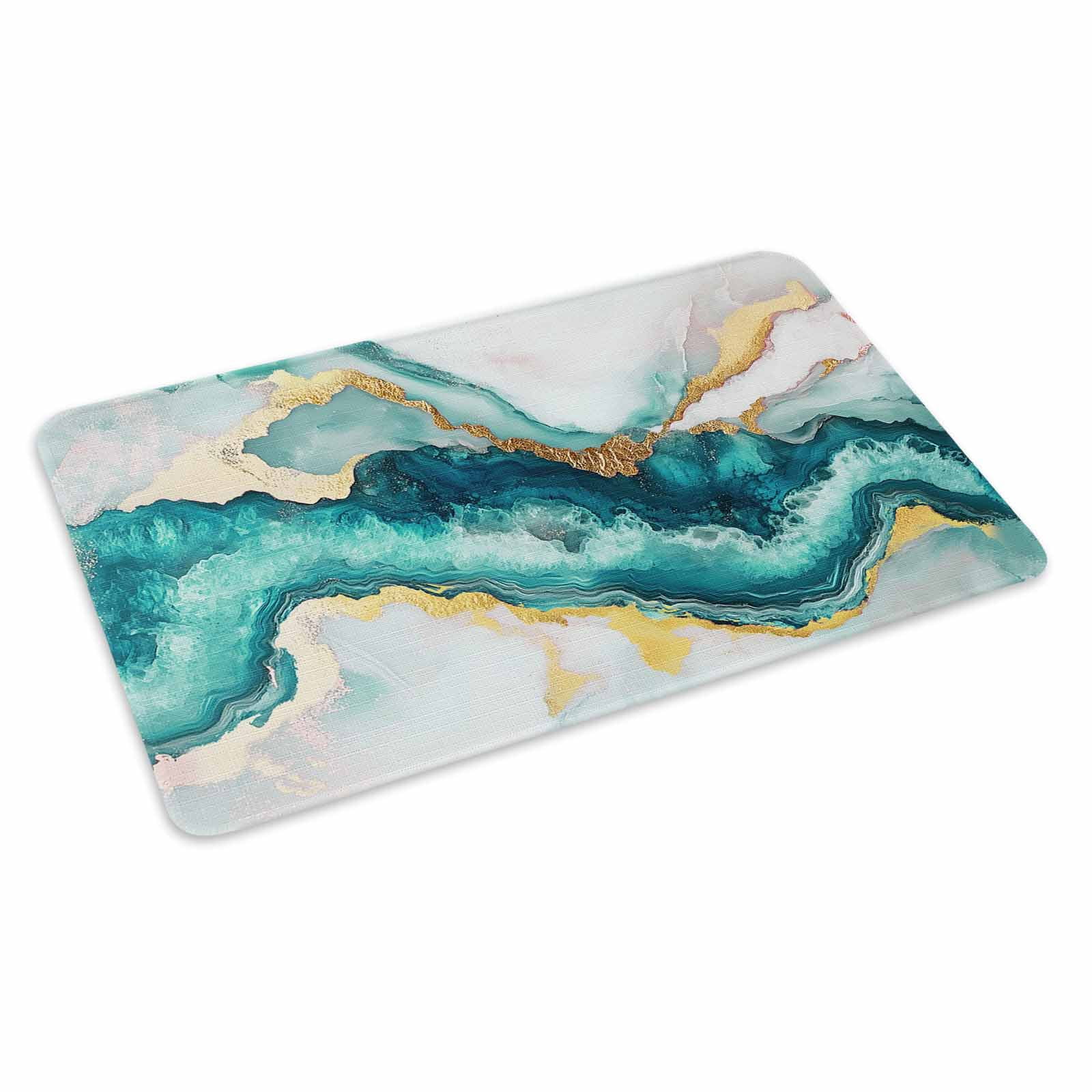 Abstract Marble Doormat Outdoor Entrance 18"x30", Turquoise Abstract ...