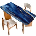 Abstract Marble Fitted Rectangle Tablecloth 32" x 96" Blue Gold Texture ...
