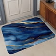 Abstract Marble Front Door Mat Indoor Entrance, Blue Gold Texture ...