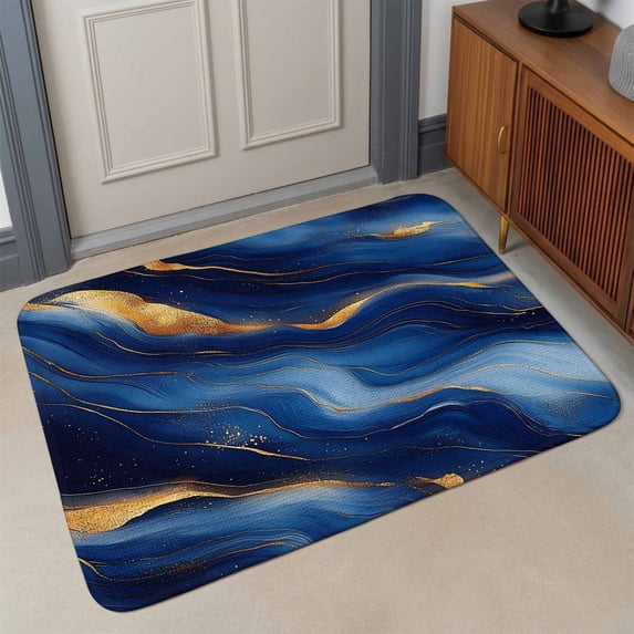 Abstract Marble Front Door Mat Indoor Entrance, Gold Texture Modern ...