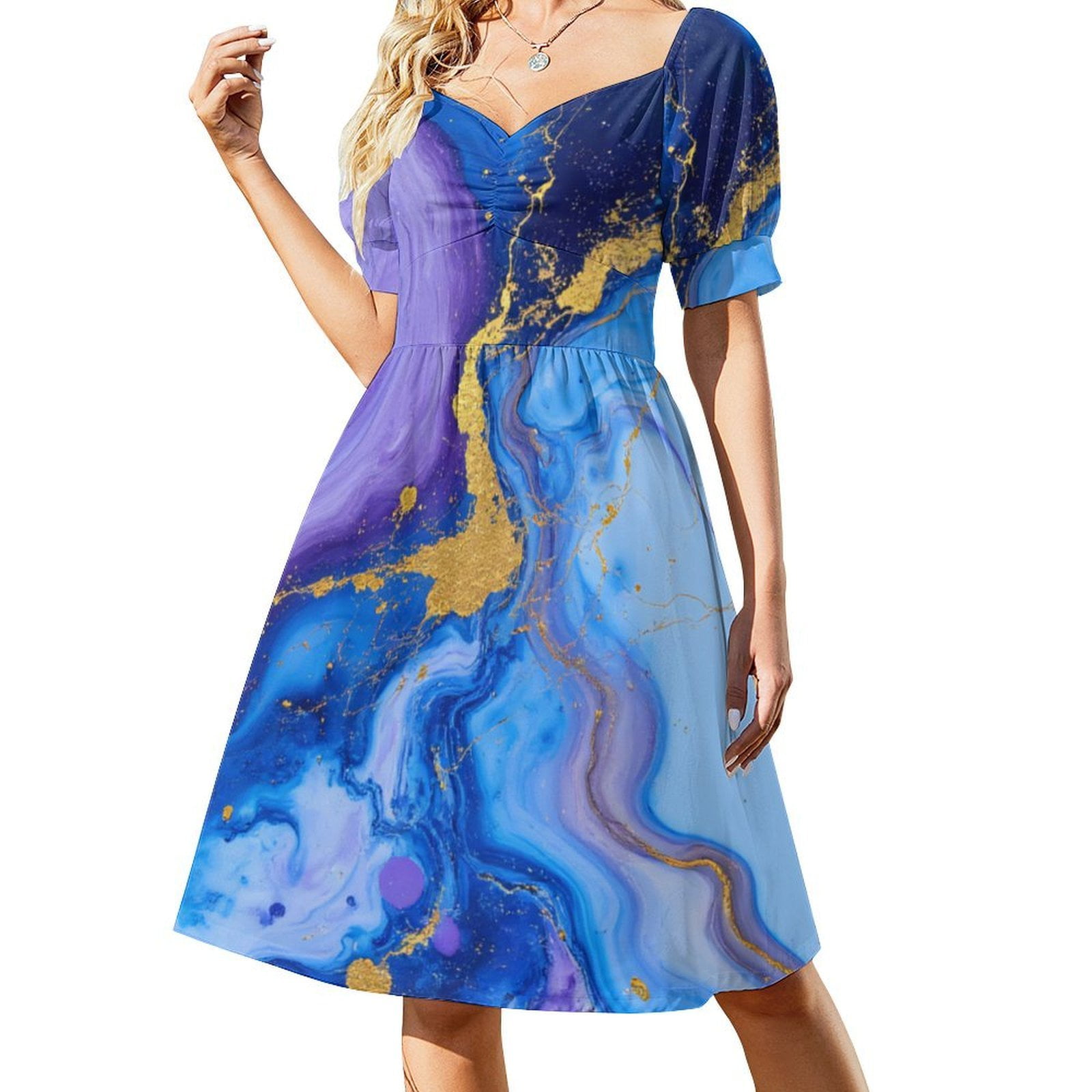 Abstract Marble Gold Art Summer Women's Dress 2025 Elegant Dresses Plus ...