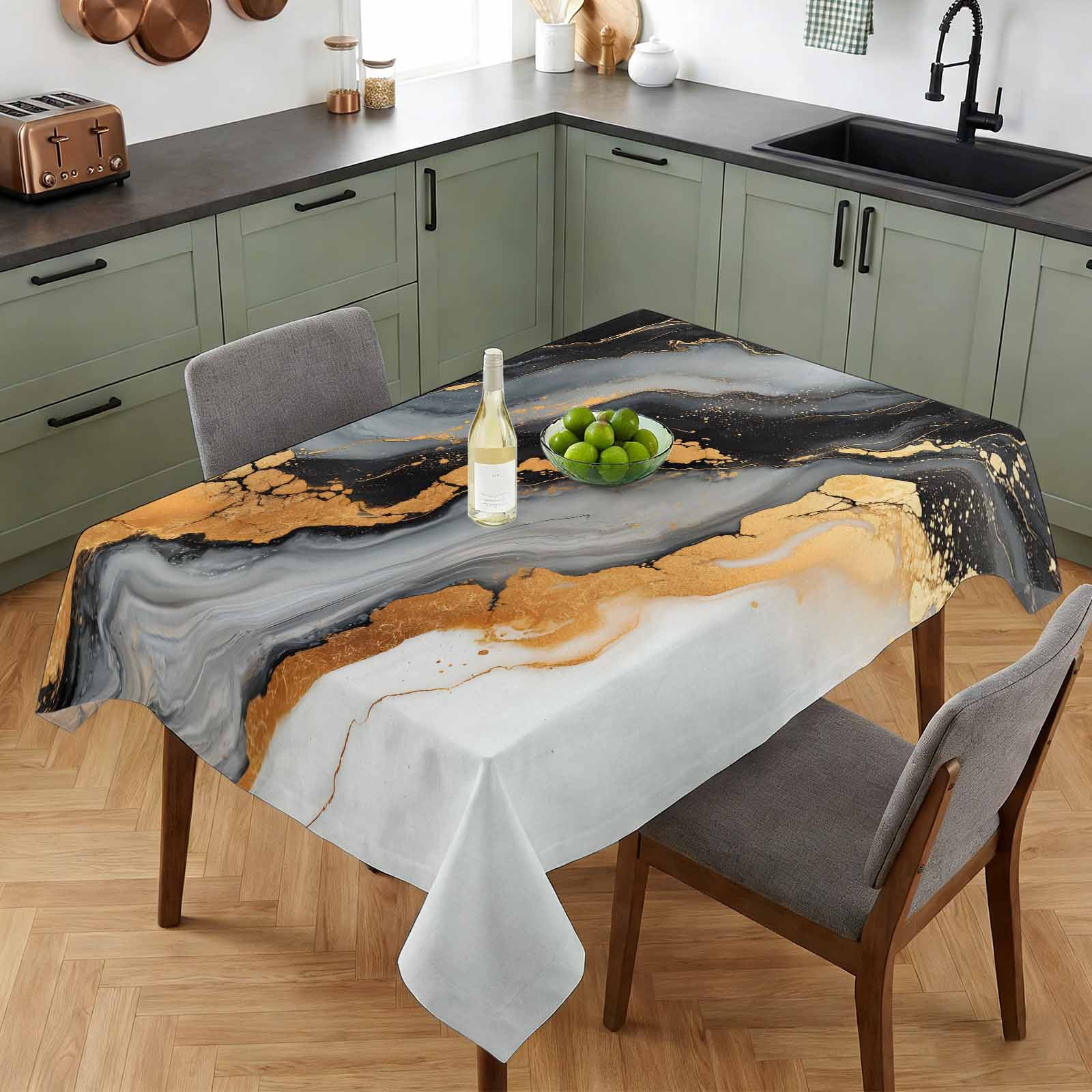 Abstract Marble Grey Gradient Table Cloth 52x70in, Waterproof Rectangle ...