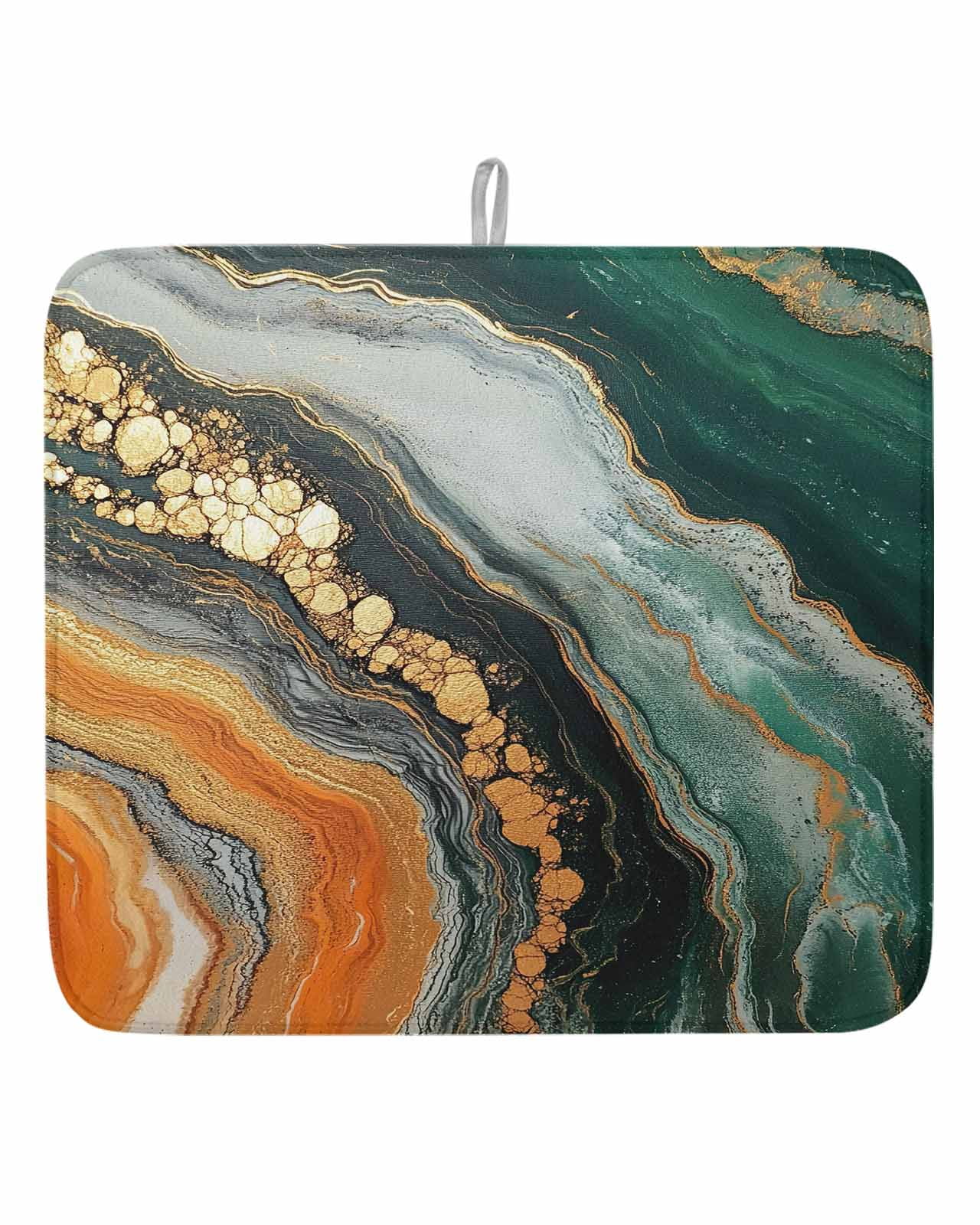 Abstract Marble Ink Art Green Painting Dish Drying Mats for Kitchen ...