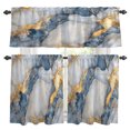 Abstract Marble Kitchen Curtains Valance and Tier Set Blue Gray Gold ...