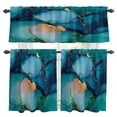 Abstract Marble Kitchen Curtains Valance and Tier Set Blue Green Gold ...