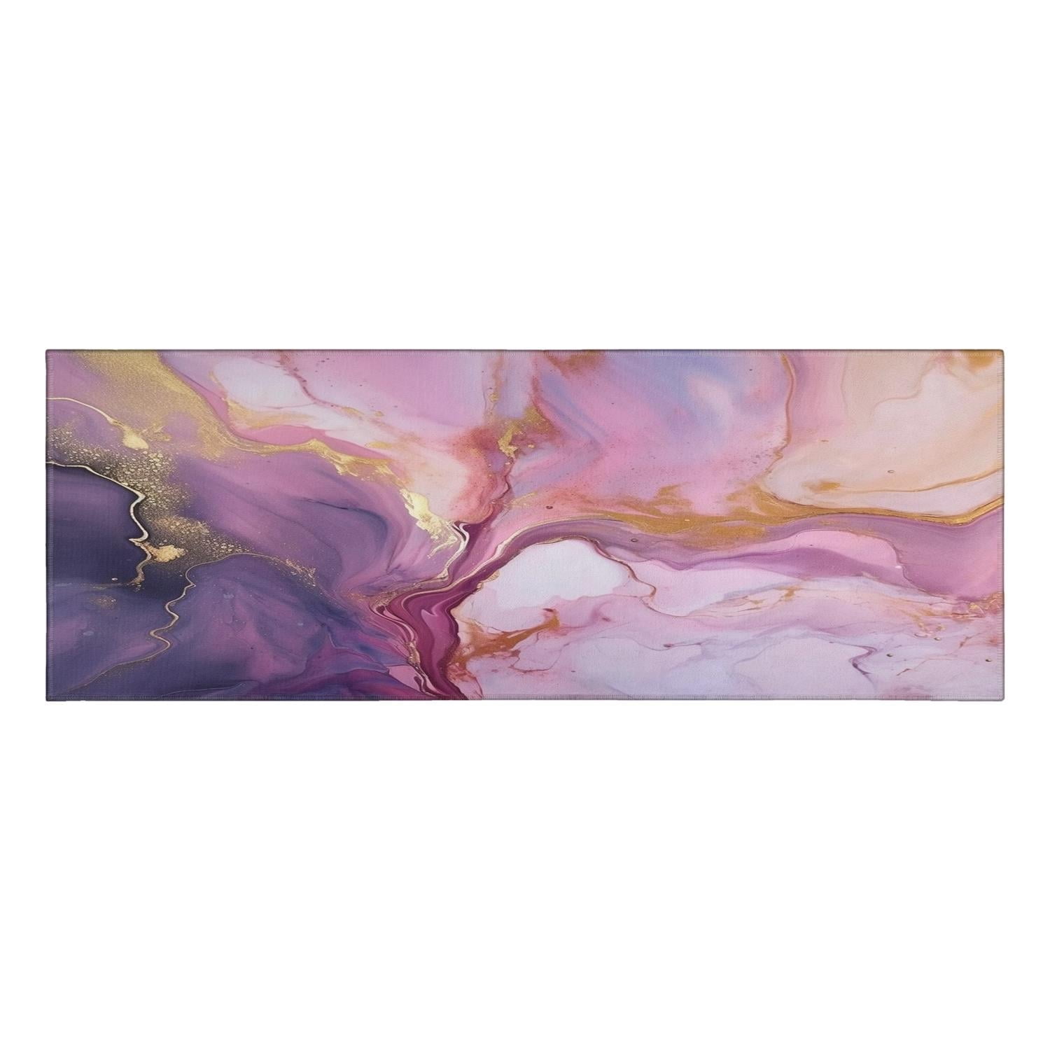 Abstract Marble Kitchen Rugs Pink Jade Texture Gold Stripes Ombre ...