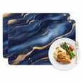 Abstract Marble Leather Placemats Set of 2, 12x18 Inch, Gold Navy ...