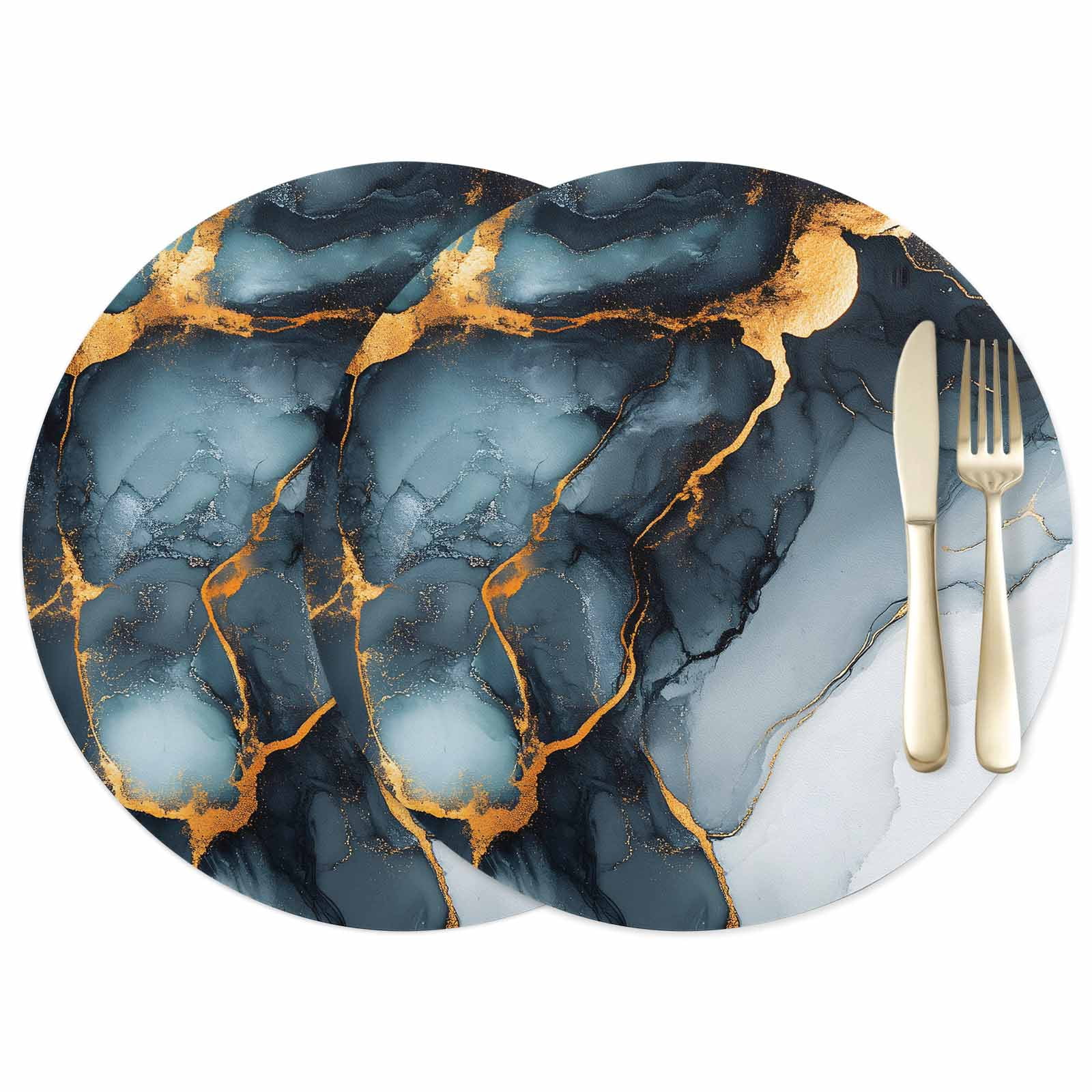 Abstract Marble Leather Placemats Set of 2, 15 Inch, Water Duck Green ...