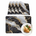 Abstract Marble Leather Placemats Set of 4, 12x18 Inch, Black Gold ...