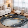 Abstract Marble Marble Texture Round Rug 5ft Black White Gradient ...