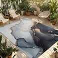 Abstract Marble Outdoor Rug, Black Gradient Gold Crack Texture Art Non ...
