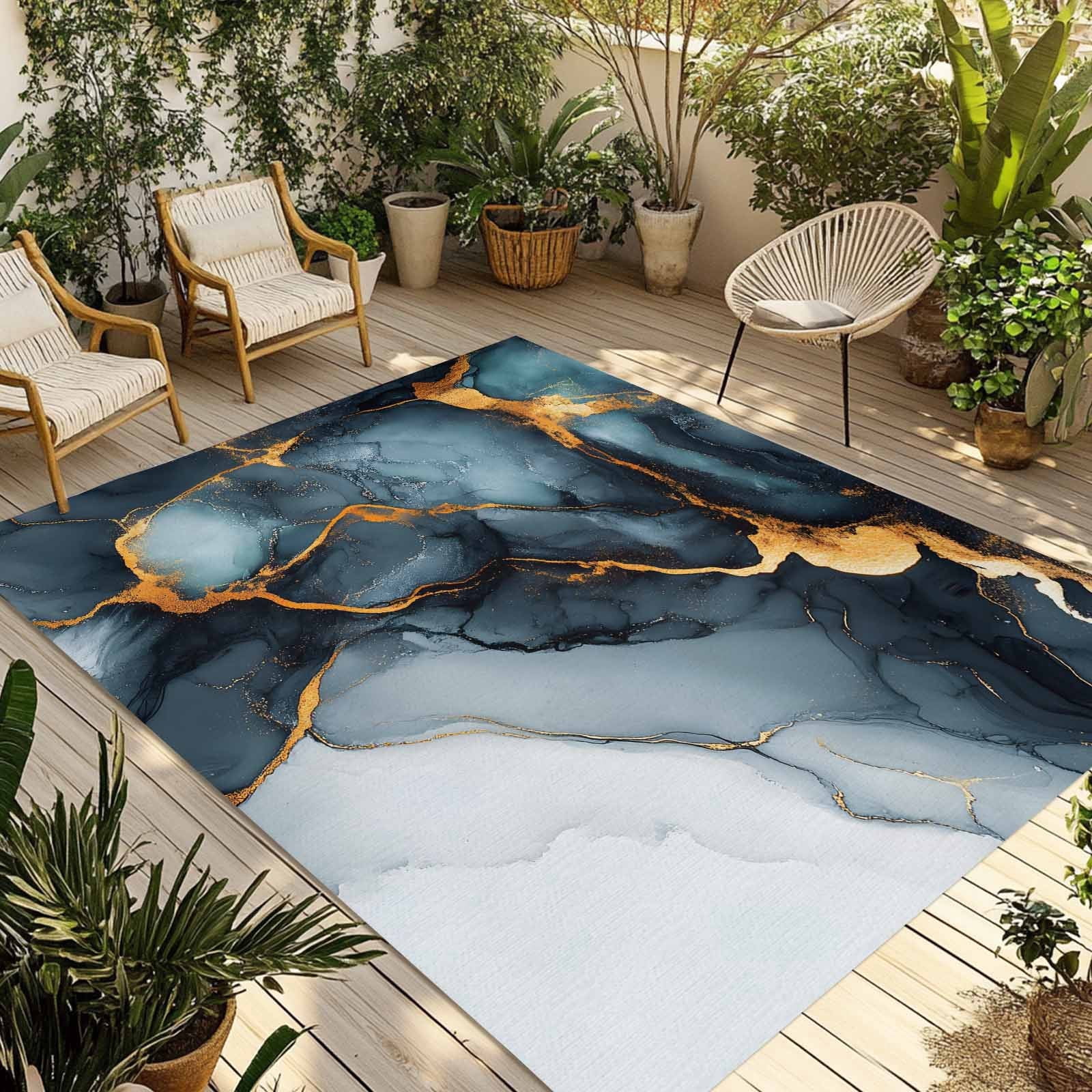 Abstract Marble Outdoor Rug, Water Duck Green Gradient Watercolor ...