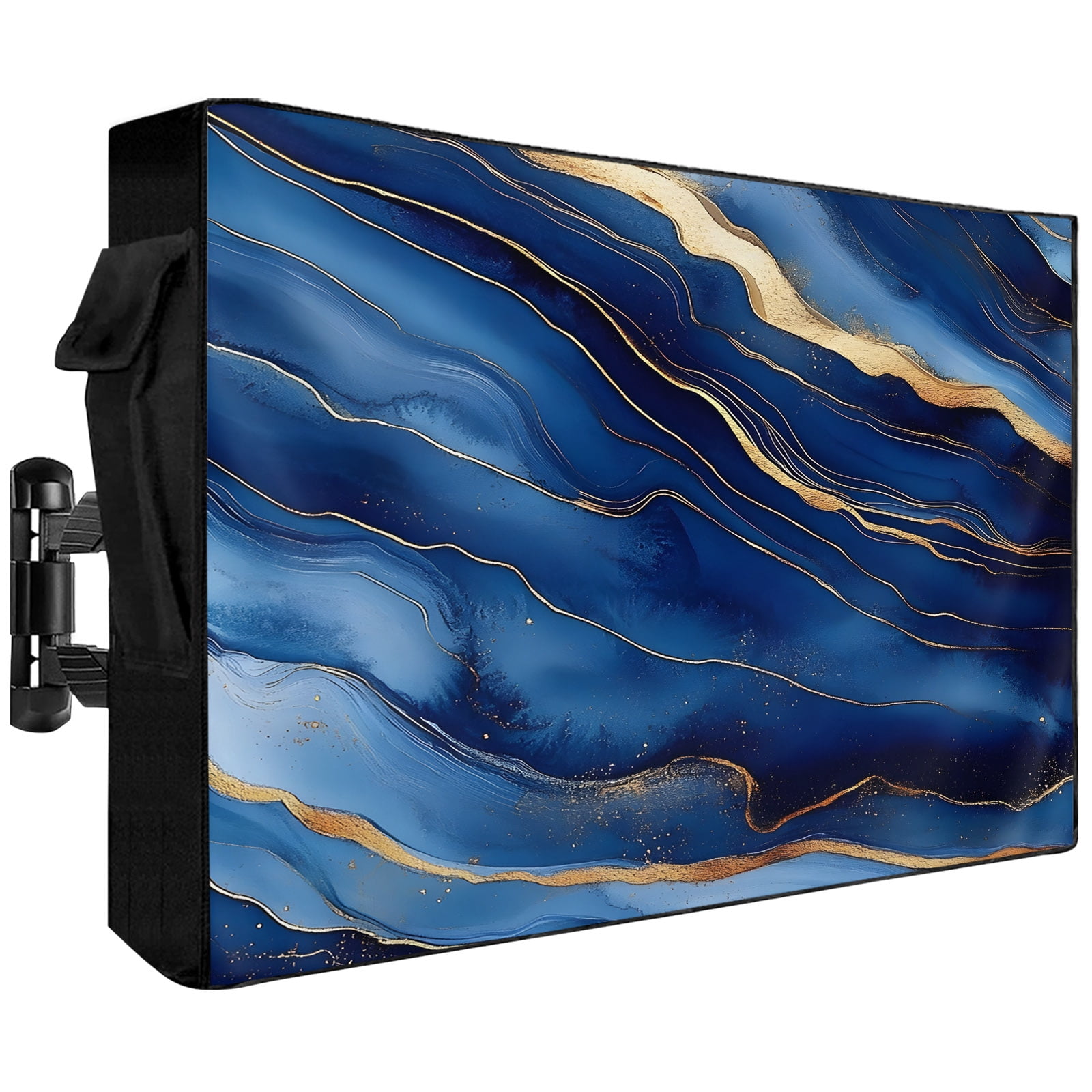 Abstract Marble Outdoor TV Cover 48 to 50 inch Blue Gold Texture Modern ...