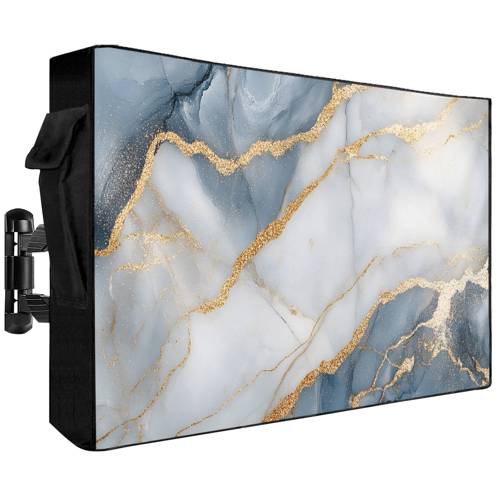 Abstract Marble Outdoor TV Cover 52 to 55 inch Navy Blue Gold Gradient ...