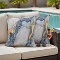 Abstract Marble Outdoor Throw Pillow Covers Set of 2, Blue Gray Gold ...