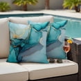 Abstract Marble Outdoor Throw Pillow Covers Set of 2, Dark Green ...