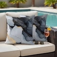 Abstract Marble Outdoor Throw Pillow Covers Set of 2, Gray Black ...