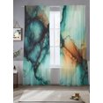 Abstract Marble Pattern Teal Waves Chiffon Sheer Curtains 84 Inches ...