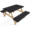 Abstract Marble Picnic Table Cover with Bench Covers Black Texture ...