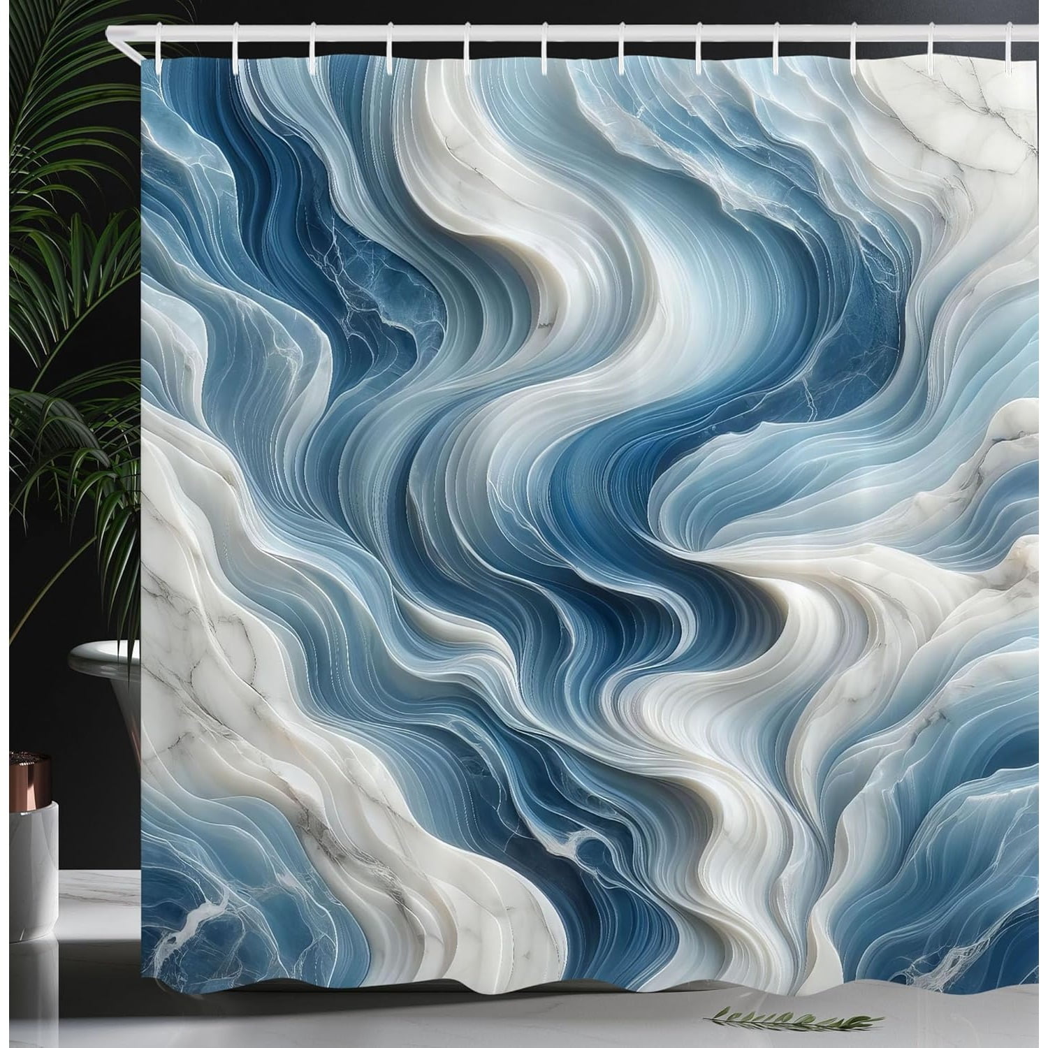 Abstract Marble Print Design of Greenery Clouds and Dreamy Leafy ...