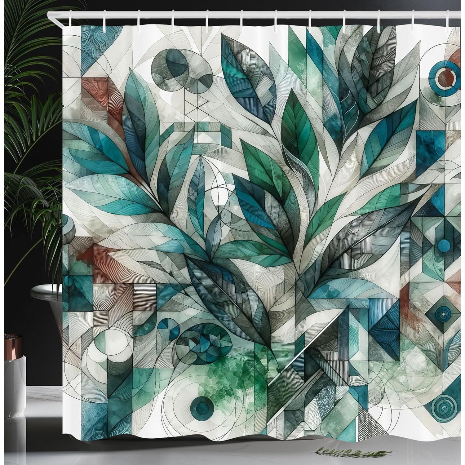 Abstract Marble Print Design of Greenery Clouds and Dreamy Leafy ...