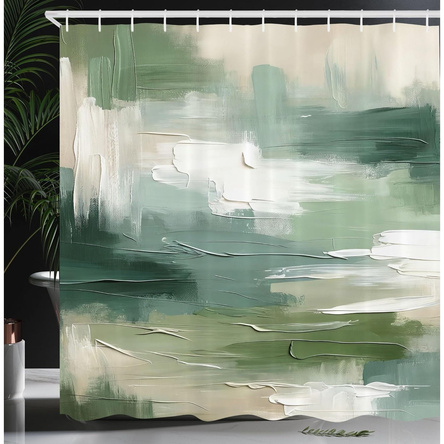 Abstract Marble Print Design of Greenery Clouds and Dreamy Leafy ...