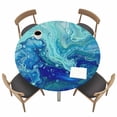 Abstract Marble Round Fitted Table Cover Turquoise Green Gradient Ocean ...