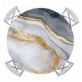 Abstract Marble Round Fitted Tablecloth with Elastic Edge, Black White ...