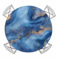 Abstract Marble Round Fitted Tablecloth with Elastic Edge, Blue ...