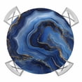 Abstract Marble Round Fitted Tablecloth with Elastic Edge, Blue ...