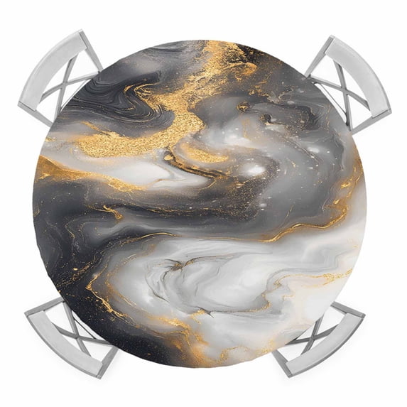 Abstract Marble Round Fitted Tablecloth with Elastic Edge, Gradient ...