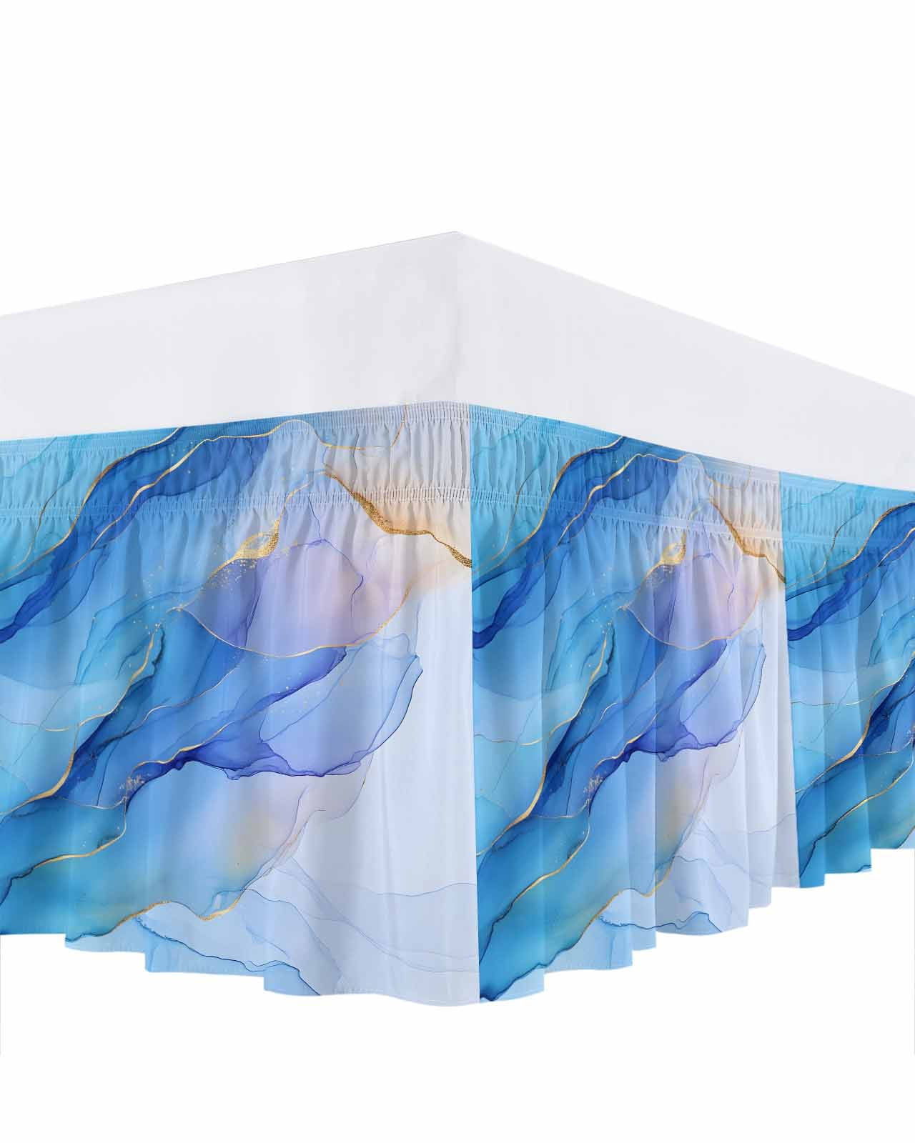 Abstract Marble Ruffle Bed Skirt King Size Blue Purple Gradient ...