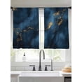 Abstract Marble Sheer Curtains 45 Inches Long 2 Panels Blue Gold ...