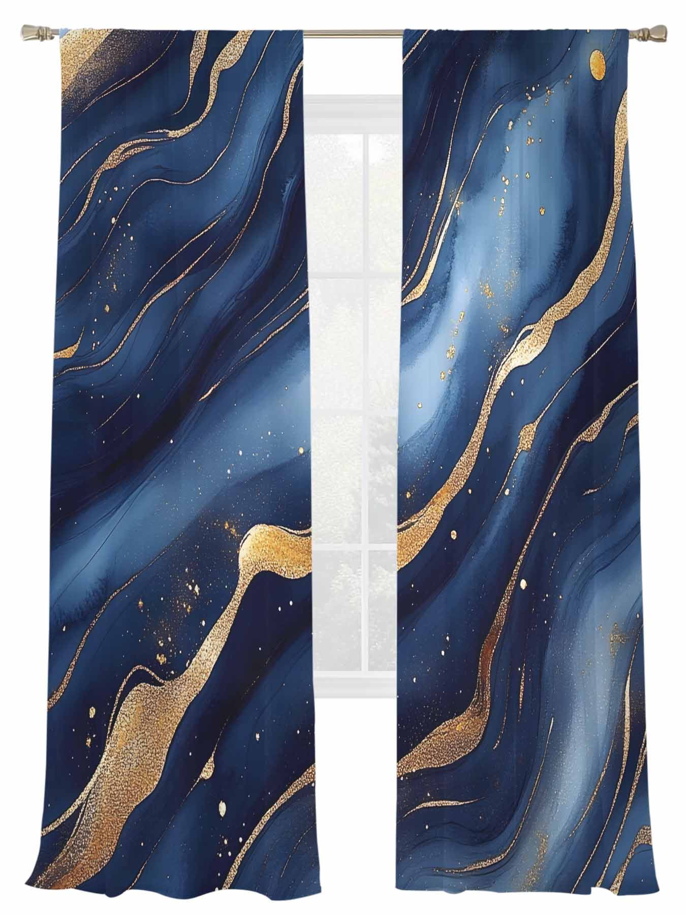 Abstract Marble Sheer Curtains for Living Room Bedroom, Light-filtering ...
