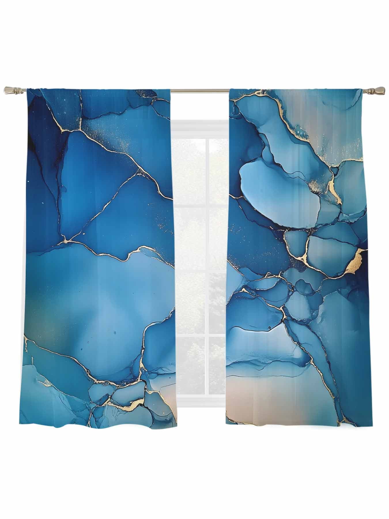 Abstract Marble Sheer Curtains for Living Room Bedroom, Light-filtering ...