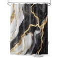 Abstract Marble Shower Curtain, Gold Texture Simple Black White Modern ...